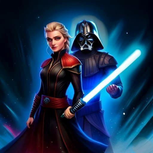 Darth and Elsa training - AI Generated Artwork - NightCafe Creator