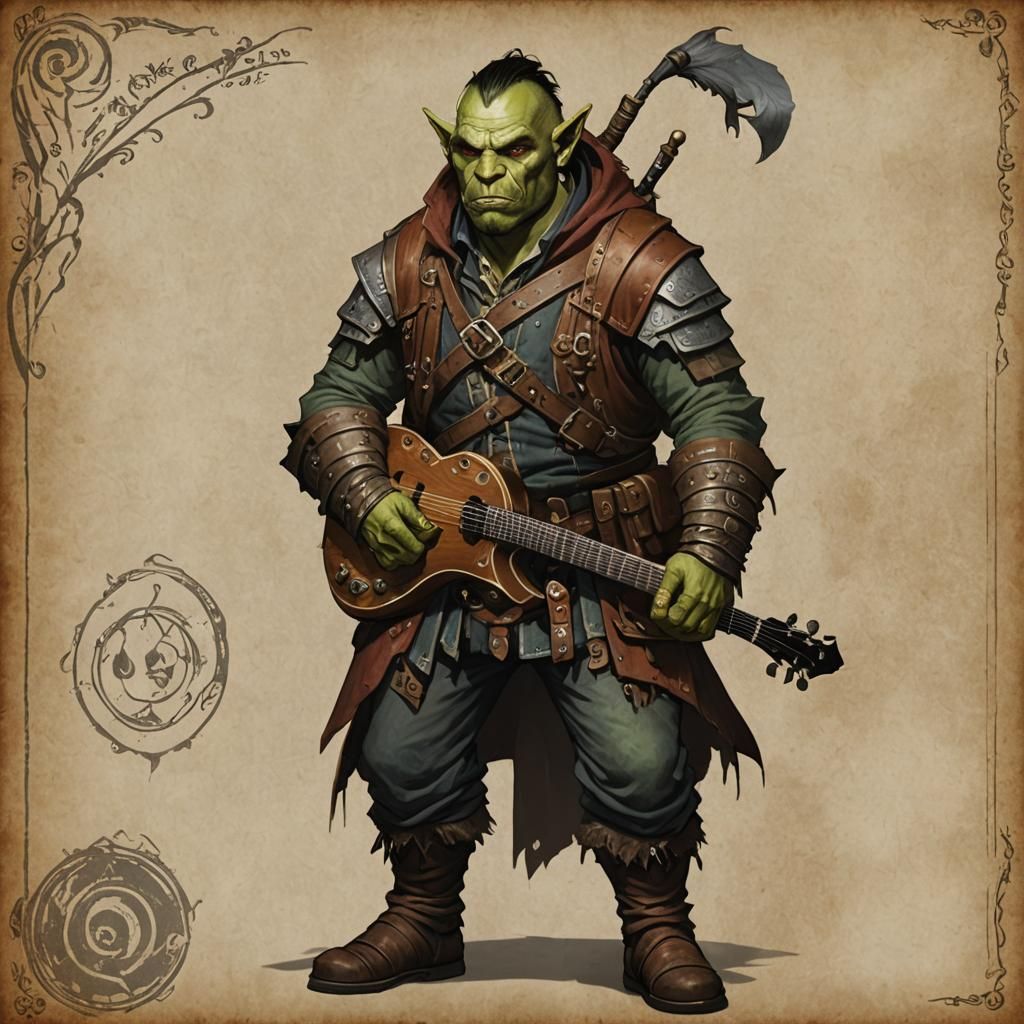 half-orc bard. 5e style - AI Generated Artwork - NightCafe Creator