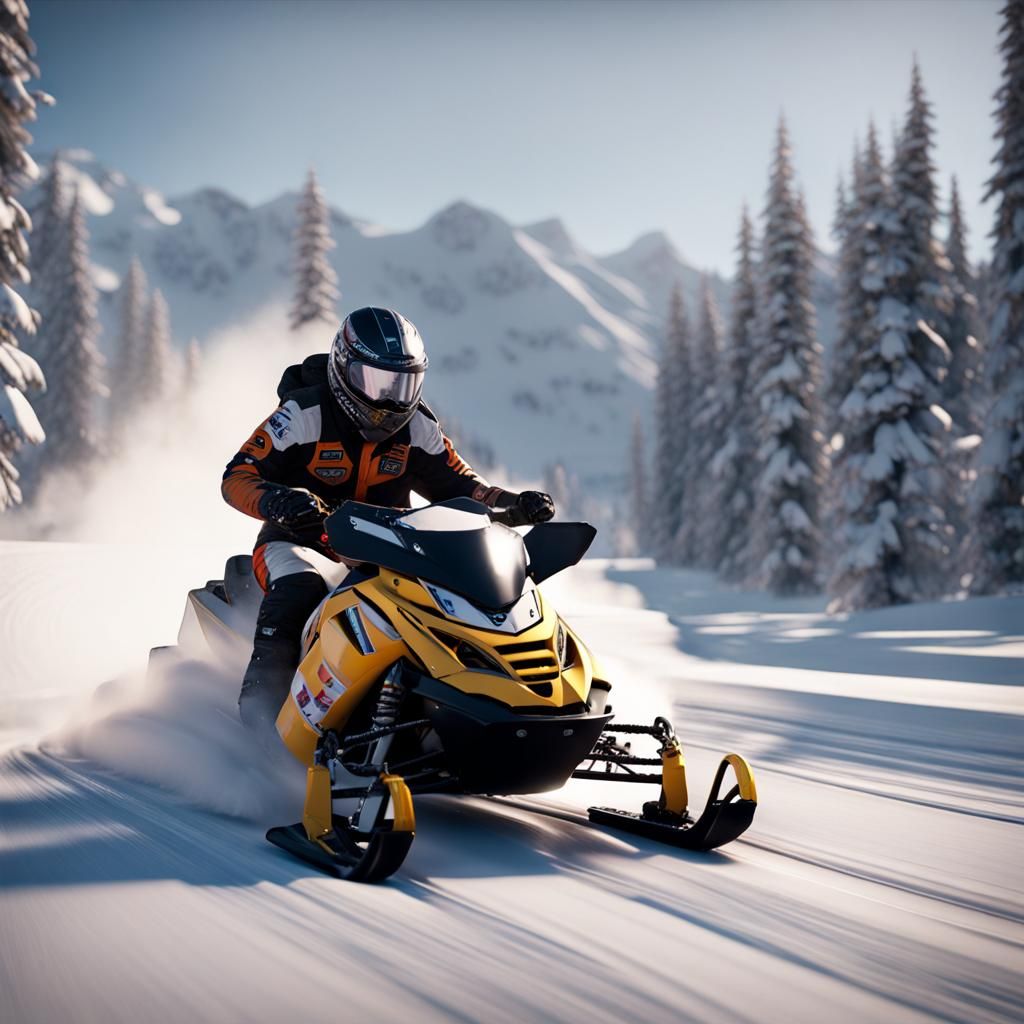 Hyper realistic Snowmobile Racing Game on Arcade Machine - AI Generated ...