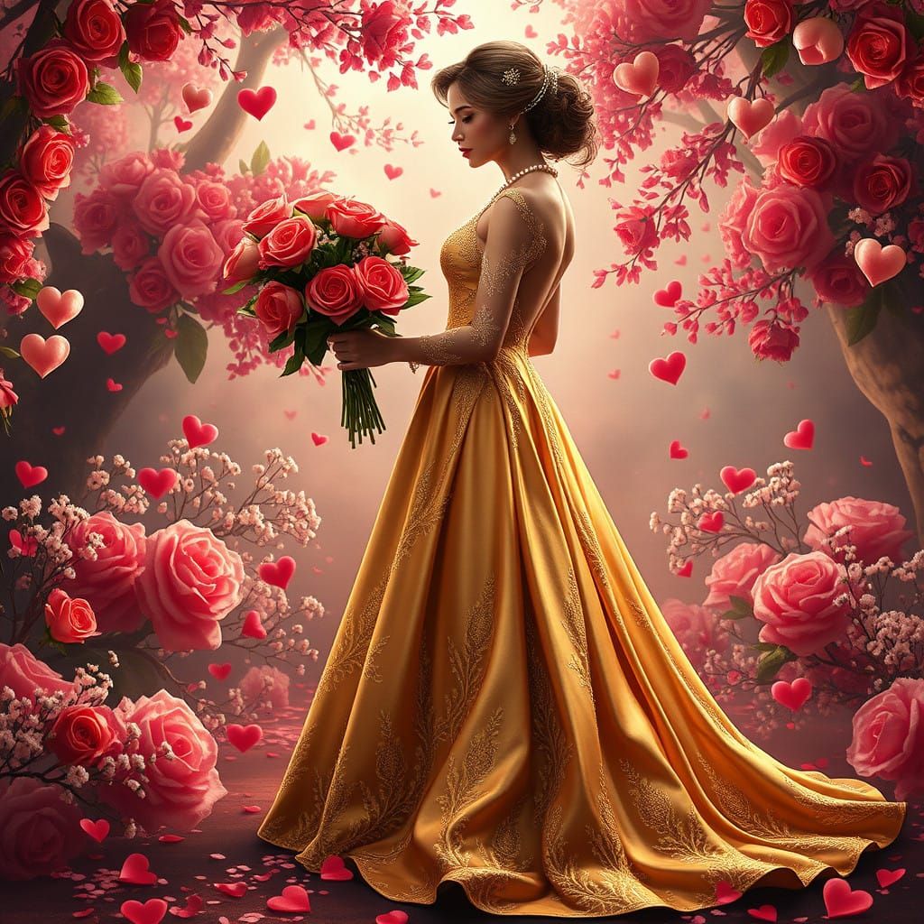 Woman with Red Roses - Woman with Red Roses