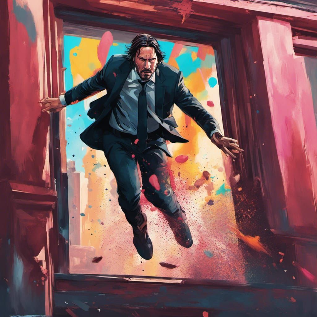 john wick jumping out of a window - AI Generated Artwork - NightCafe ...