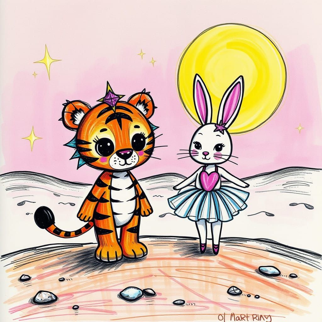 Kids Crayon drawings of chibi Tiggy ( Tiger) Stardust & The Ballerina ...
