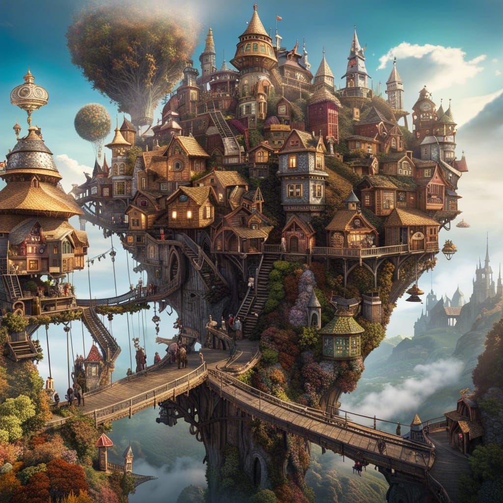 Tiny Flat World Above Mystic Clouds v4 - AI Generated Artwork ...