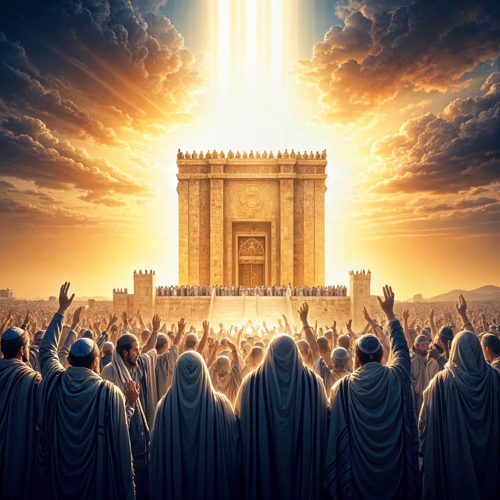 Majestic Scene of the Third Temple Descending in D... - AI Art