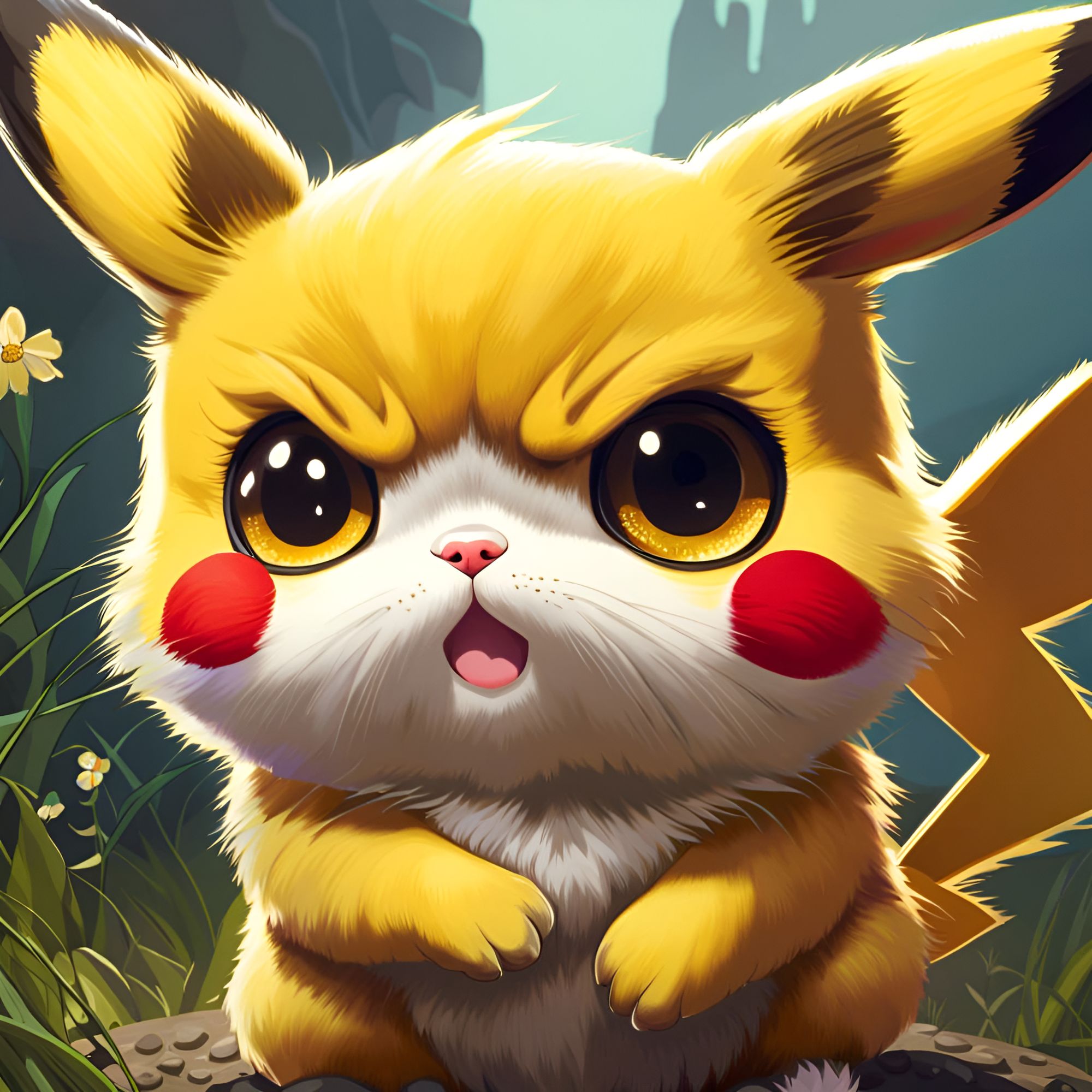 Cute grumpy Pikachu : r/nightcafe