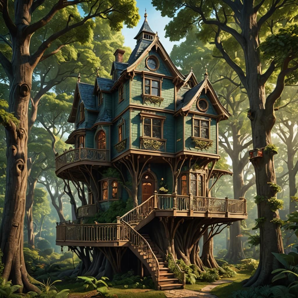 Victorian Treehouse - AI Generated Artwork - NightCafe Creator
