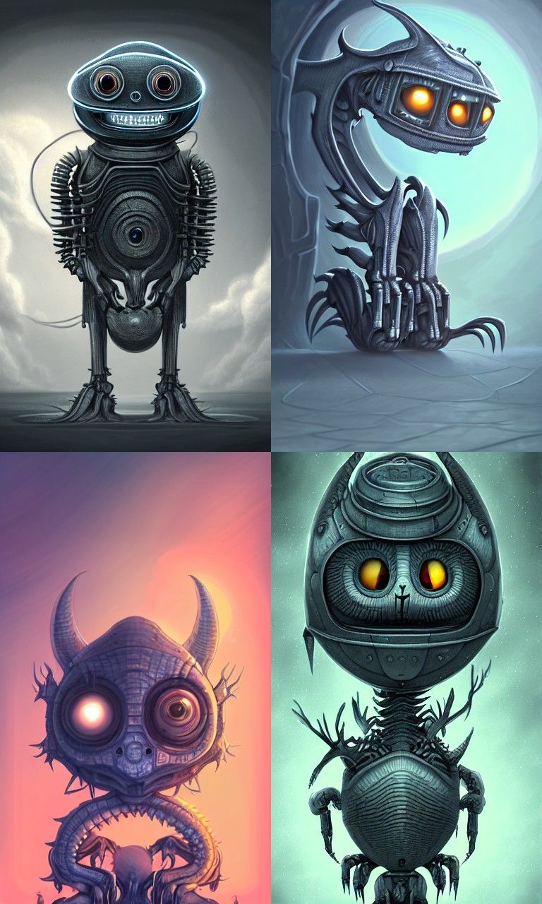 Terrifying symmetrical cute and creepy robot dragon - AI Generated ...