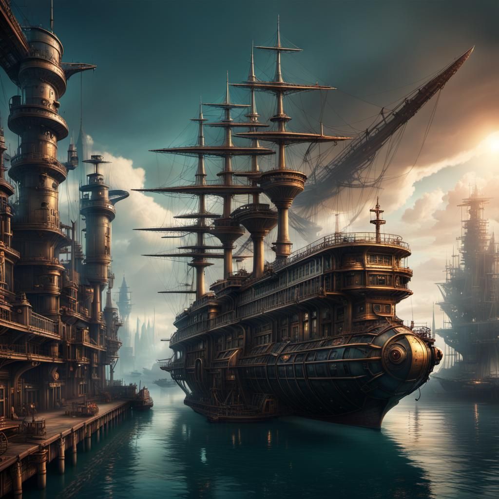 Steampunk Ship - AI Generated Artwork - NightCafe Creator