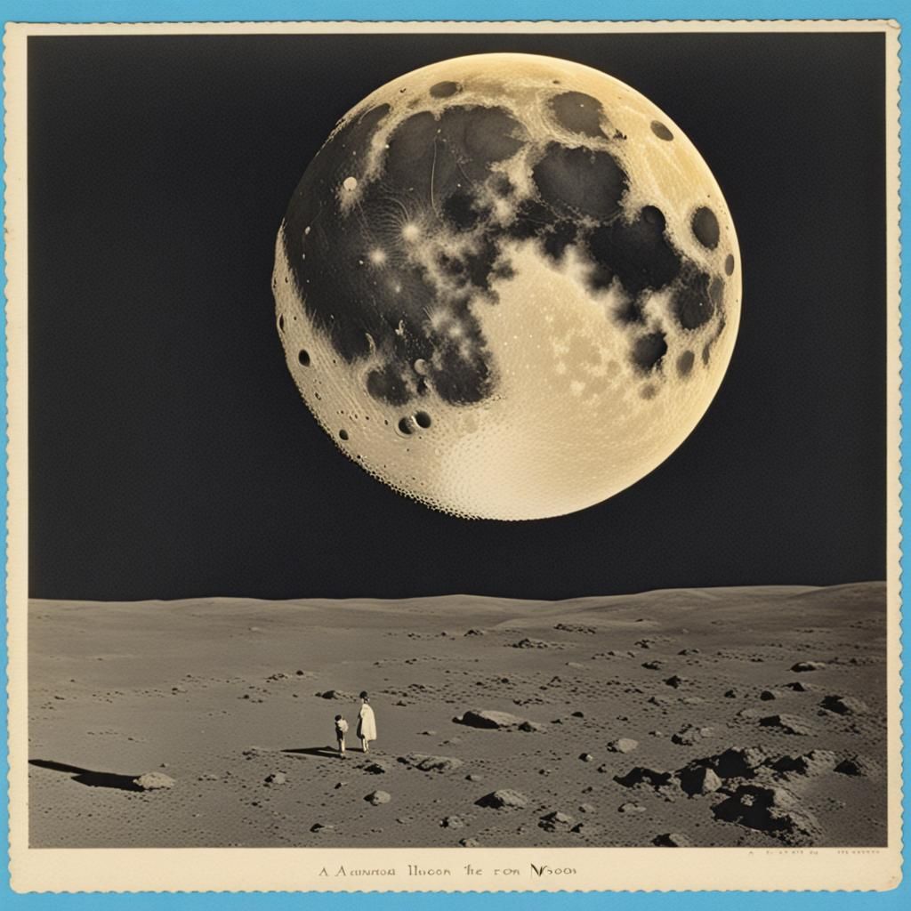 a Postcard of the moon - Vintage Moon Postcard Illustration