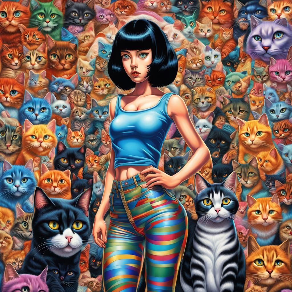 ᑕᖇᗩᘔY ᑕᗩT GIᖇᒪ - AI Generated Artwork - NightCafe Creator