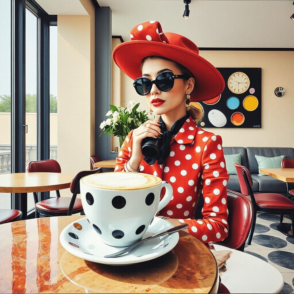 The Polkadot Cafe 4.0. - Polka Dot Fashionista in Gouache St...