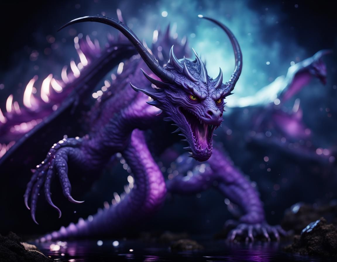Purple Liquid dragon - AI Generated Artwork - NightCafe Creator