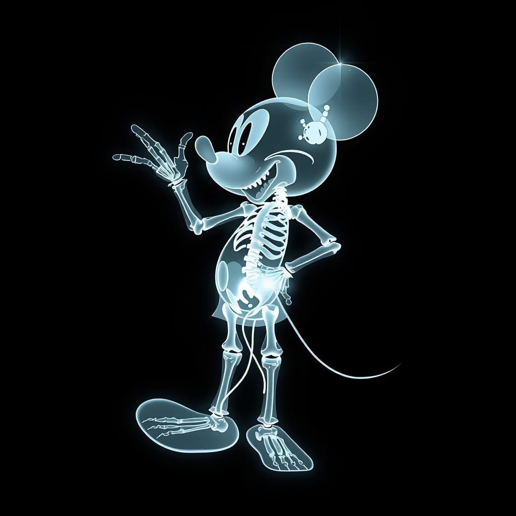 Geometric Mickey Mouse X-Ray in Ethereal Glow - AI Art