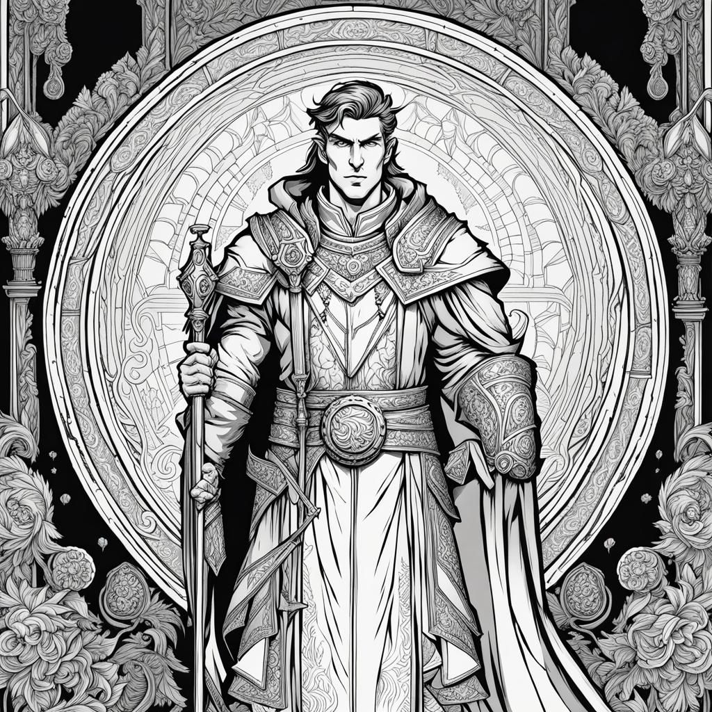 Human cleric line art - AI Generated Artwork - NightCafe Creator