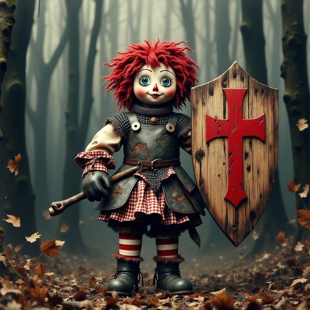 Raggedy Ann as a Medieval Warrior - AI Art