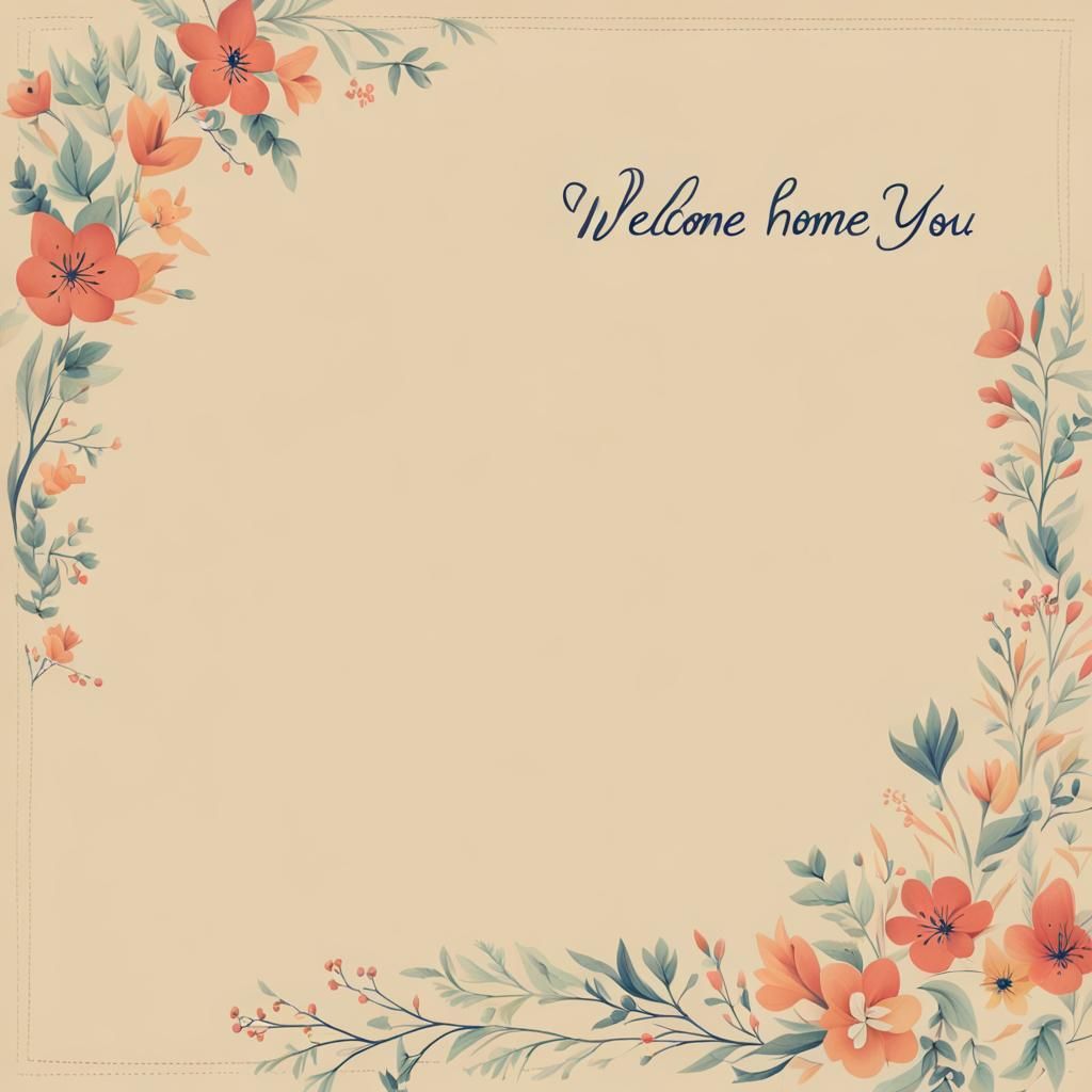 a simple page of paper with text that says "welcome home, you!" - AI ...