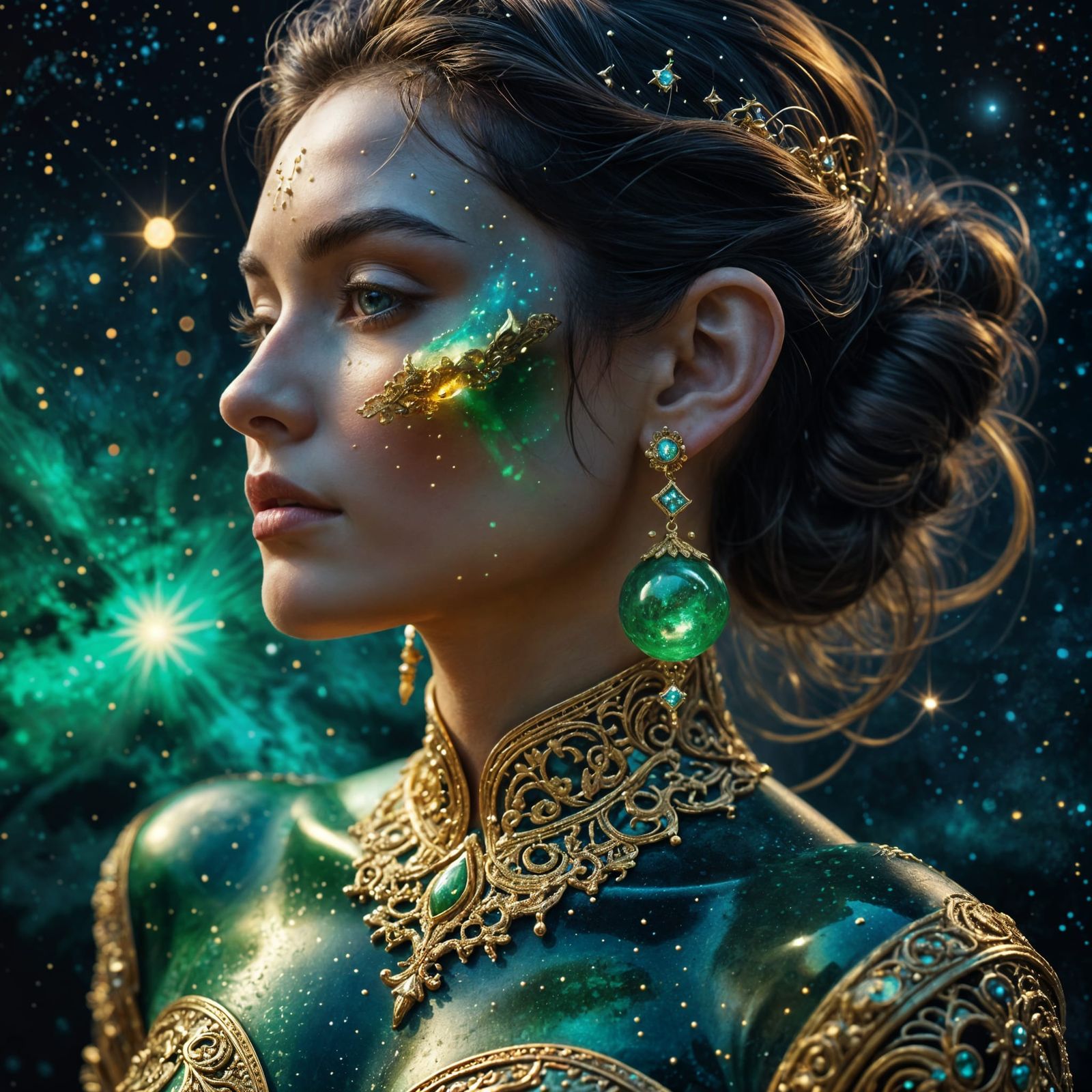 To be Jade - Ethereal Jade Earrings in Cosmic Golden Setting...