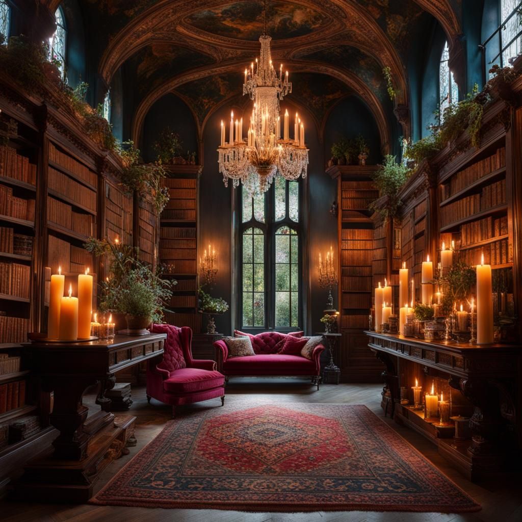 Castle library - AI Generated Artwork - NightCafe Creator