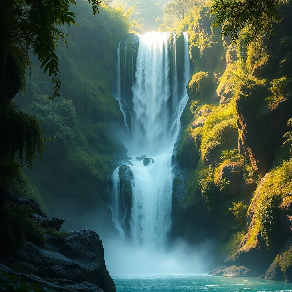 waterfall - Majestic, Cascading Waterfall in Unreal Engine 5...