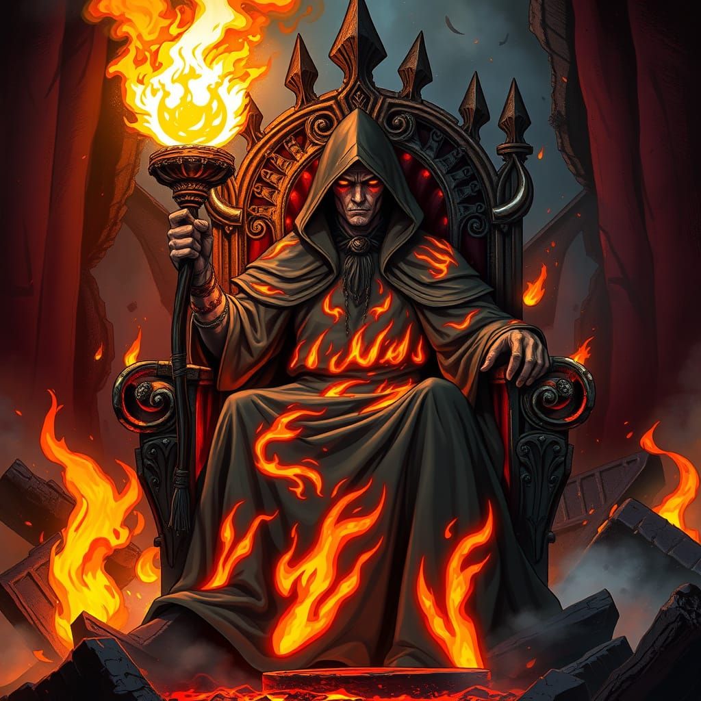 Dark Lord of Spontaneous Combustion Reigns Supreme... - AI Art
