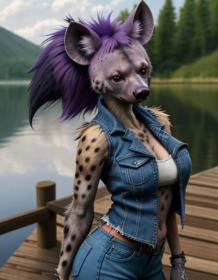 Scuzzy on the Dock - Flirtatious Punk-Rock Furry She-Hyena o...