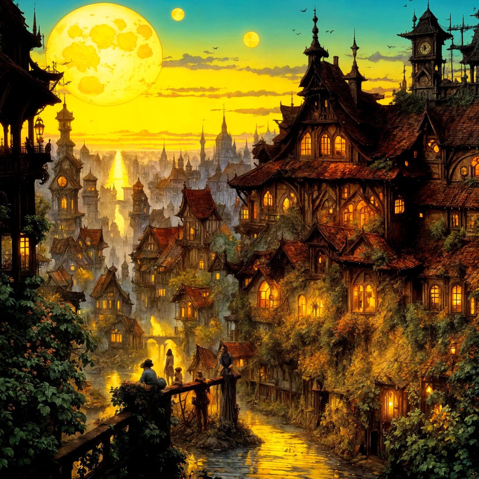 💐🌳🌄🌠solarpunk city, by Arthur Rackham, Edmund Dulac, James R Eads, Pino Daeni, Charles Dana Gibson