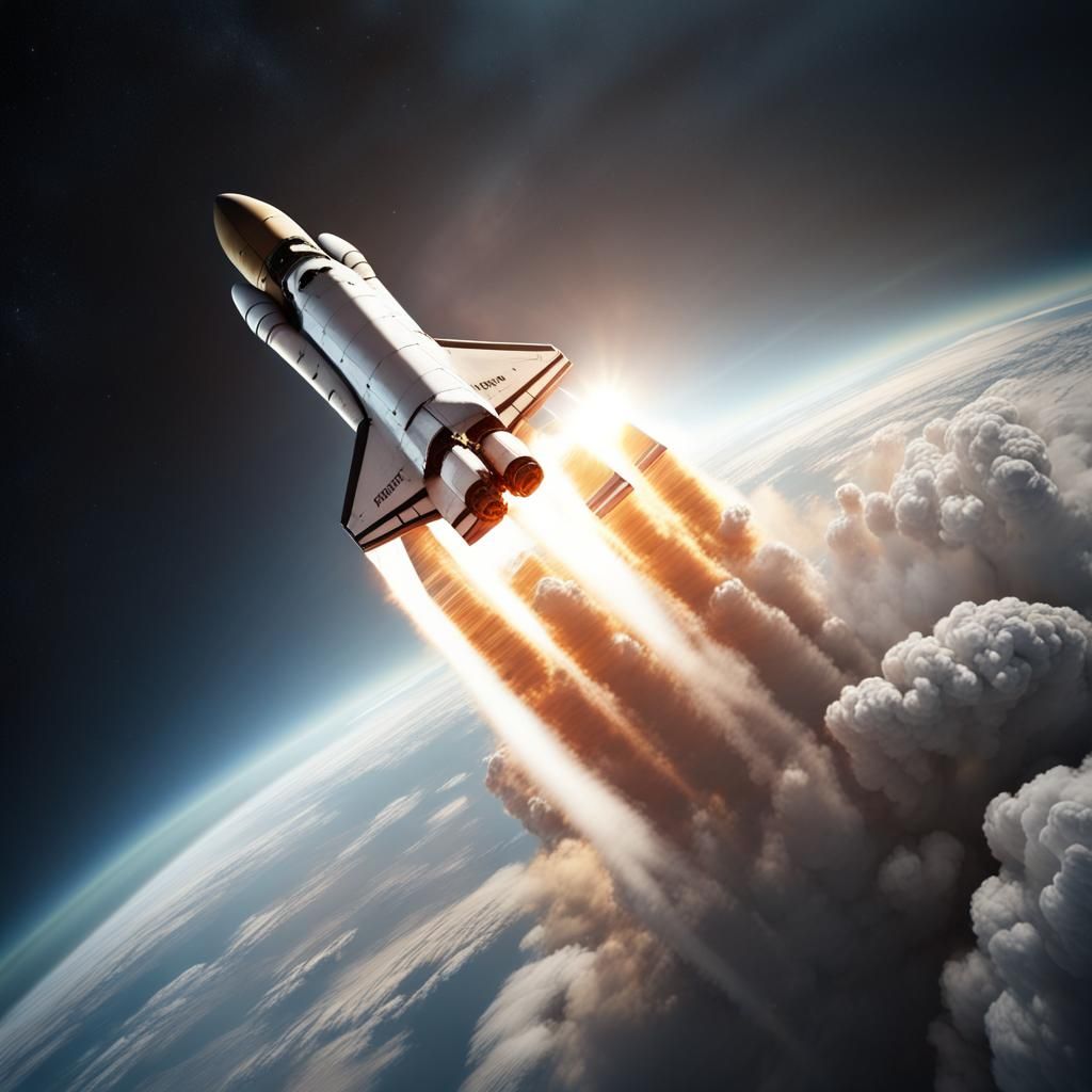 Space shuttle reentry into the earth's atmosphere - AI Generated ...