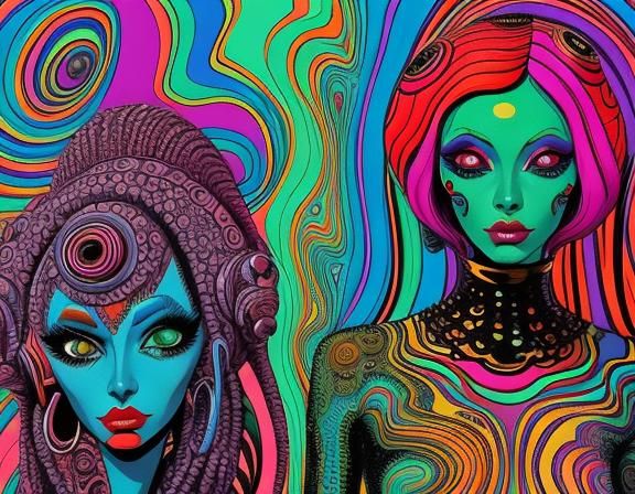 trippy alien girls 5 - AI Generated Artwork - NightCafe Creator