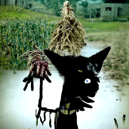 cat scarecrow, horror style - AI Generated Artwork - NightCafe Creator