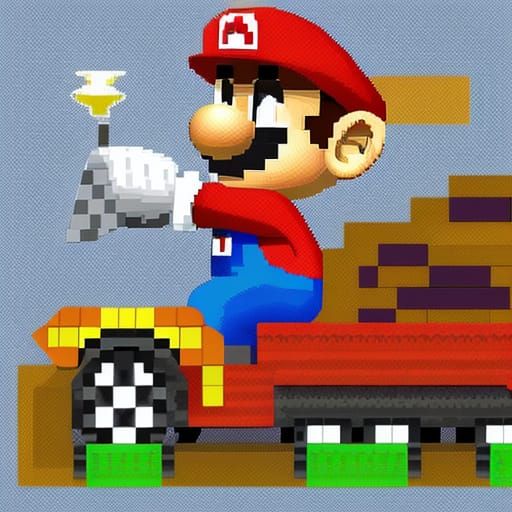 Mario form Mario cart pixel art - AI Generated Artwork - NightCafe Creator
