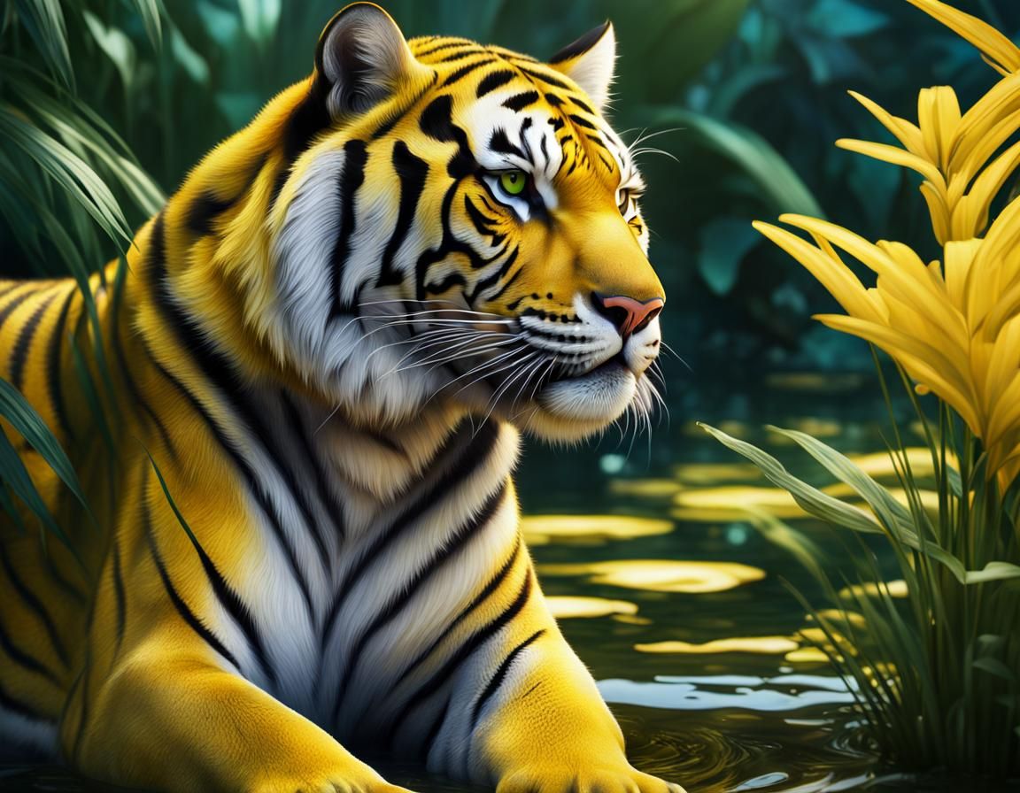 Yellow Tiger - AI Generated Artwork - NightCafe Creator