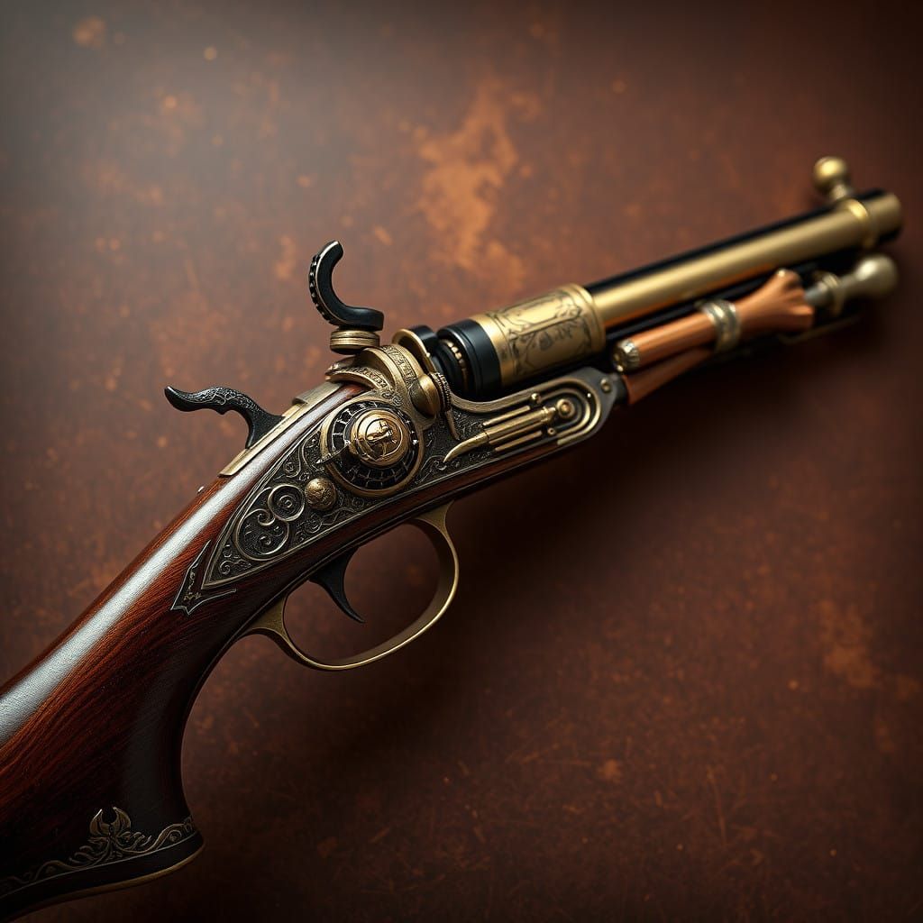 Stunning Steampunk Flintlock Pistol in Intricate B... - AI Art