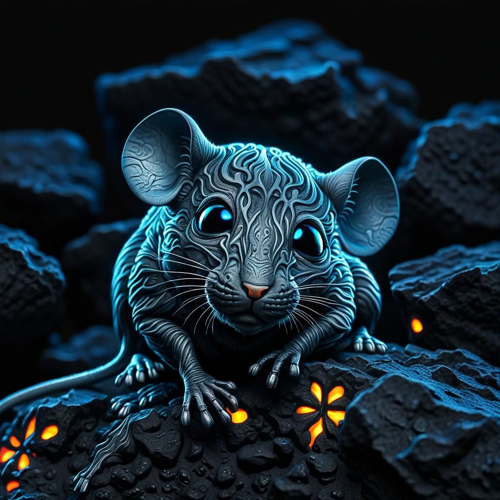 Macro photography of an ultrarealistic intricately detailed Chibi Mouse ...