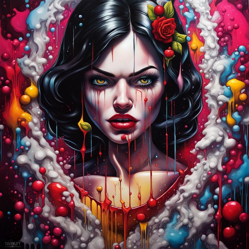 Evil snow white graffiti art, splash art, street art, spray paint, oil ...