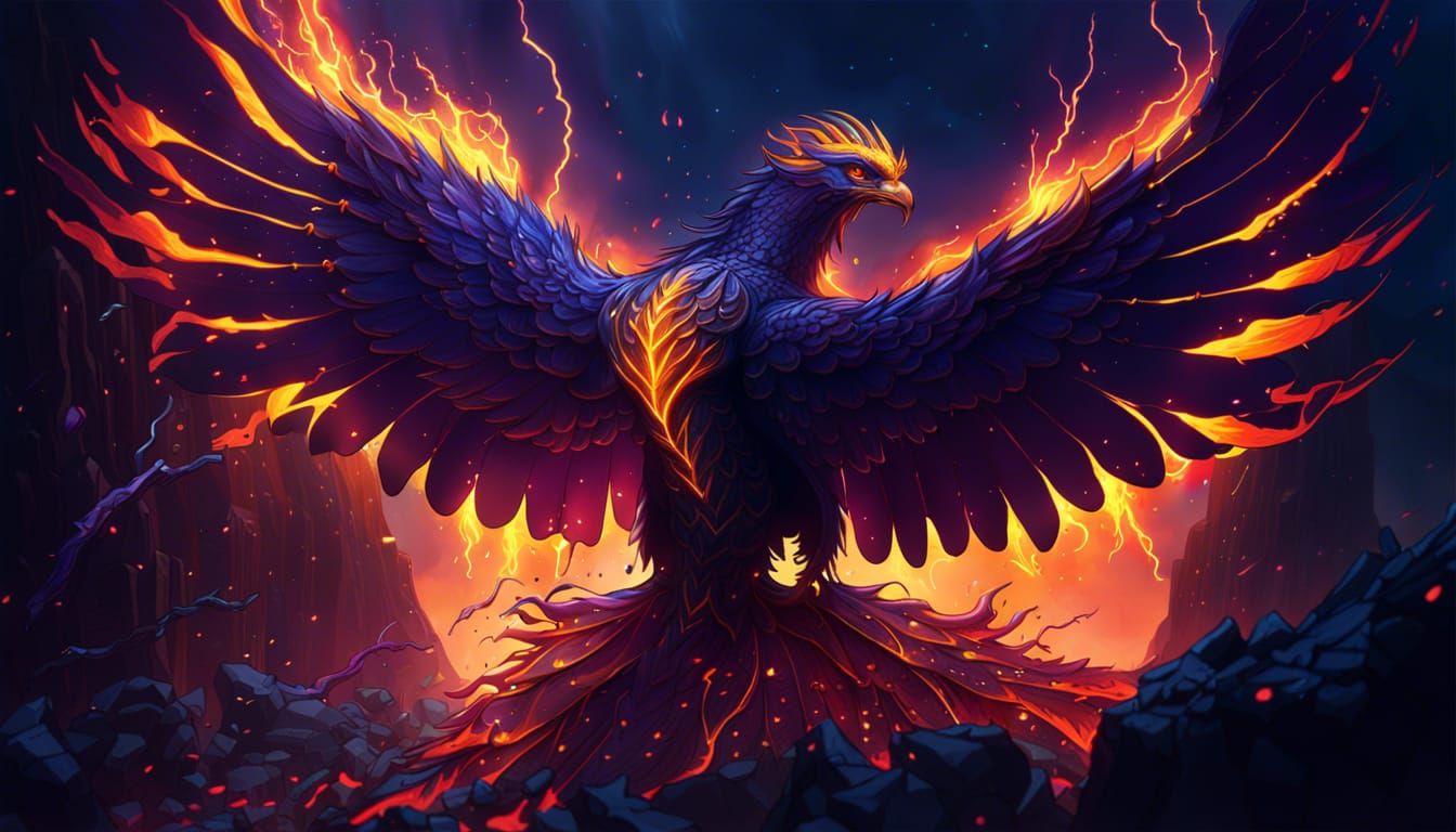 Phoenix Lightning Meca - AI Generated Artwork - NightCafe Creator