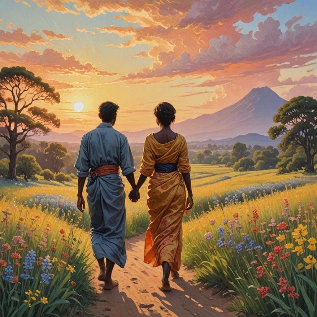 Majestic Landscape of Transformed Souls in Golden ... - AI Art