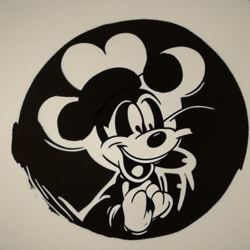 Sharpie outline of mickey mouse White space - AI Generated Artwork ...