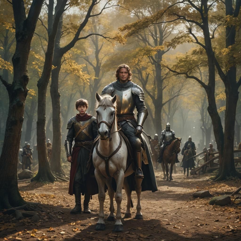 Camelot's knight and his children squire - AI Generated Artwork ...