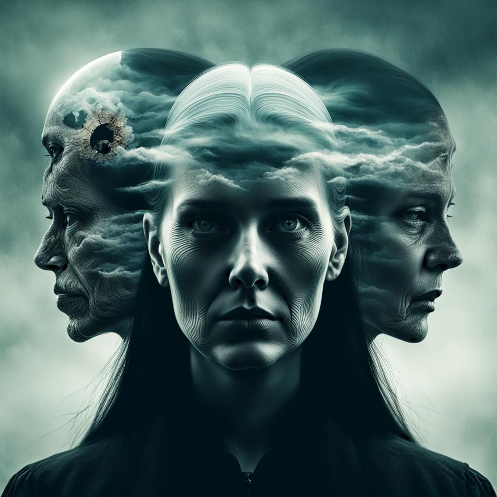 Double Exposure Photography Ghosts In Head Of Witch - AI Generated Artwork - NightCafe Creator