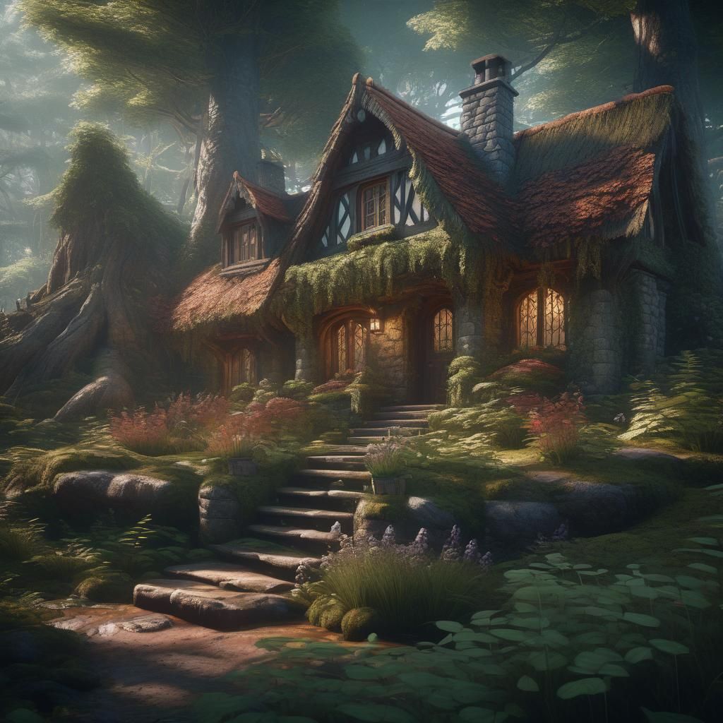 The Seven Dwarfs Cottage - AI Generated Artwork - NightCafe Creator