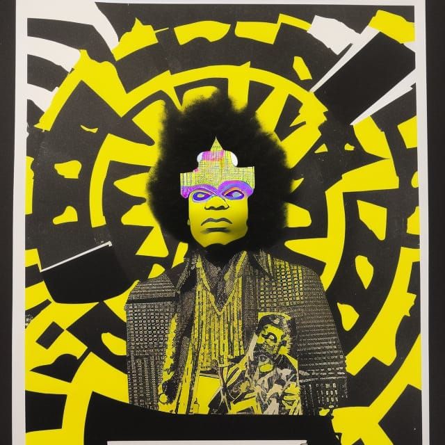 Sun Ra jazz afro Album cover in the style of a New York Punk photocopy ...