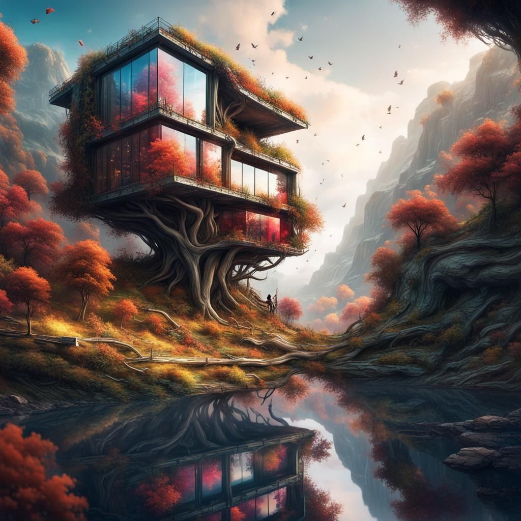 Abstract tree house - AI Generated Artwork - NightCafe Creator