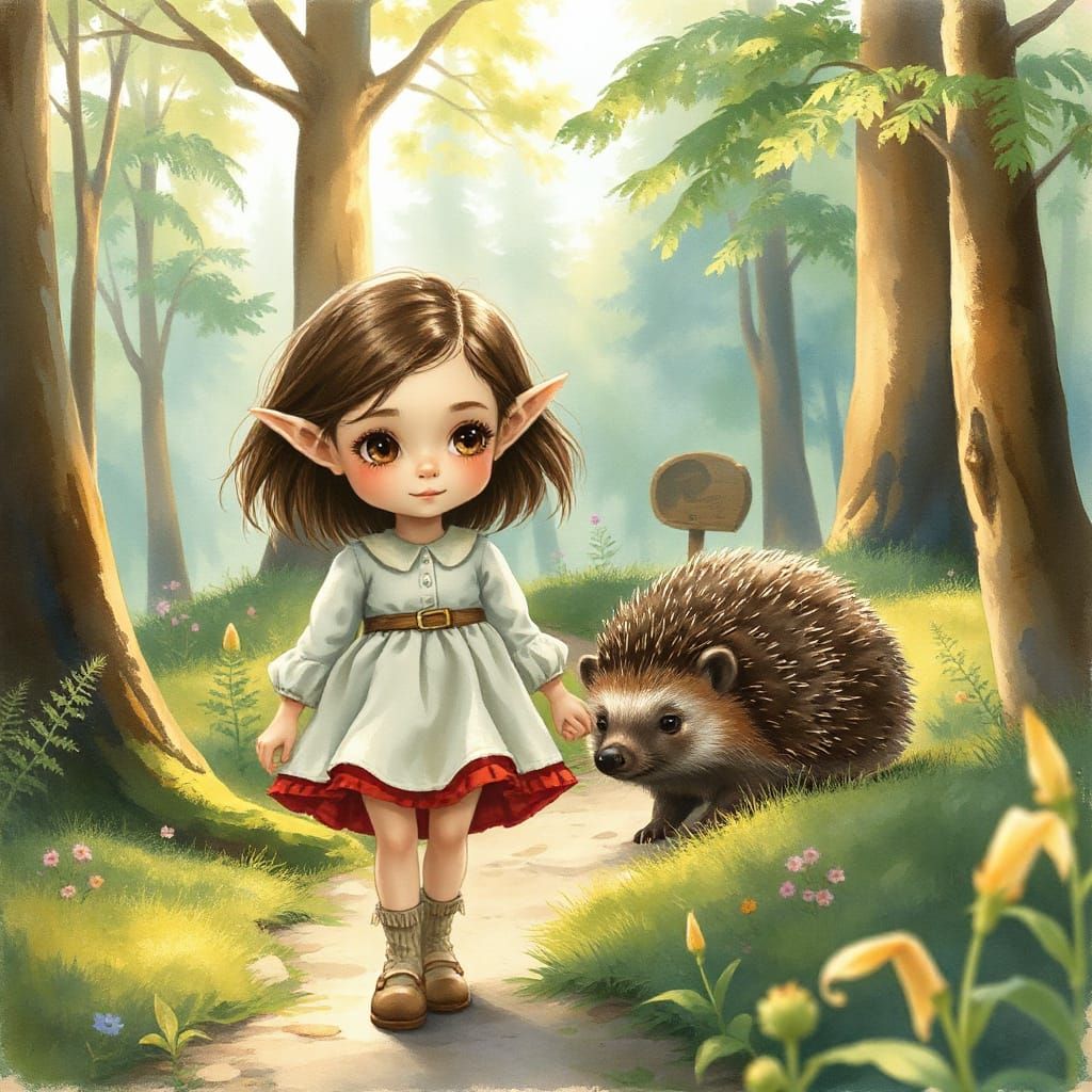 A whimsical, illustrative depiction in the style of Beatrix Potter ...