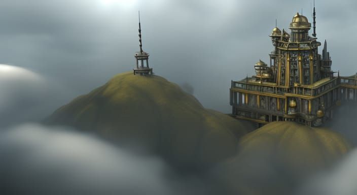 Steampunk floating castle in sky - AI Generated Artwork - NightCafe Creator
