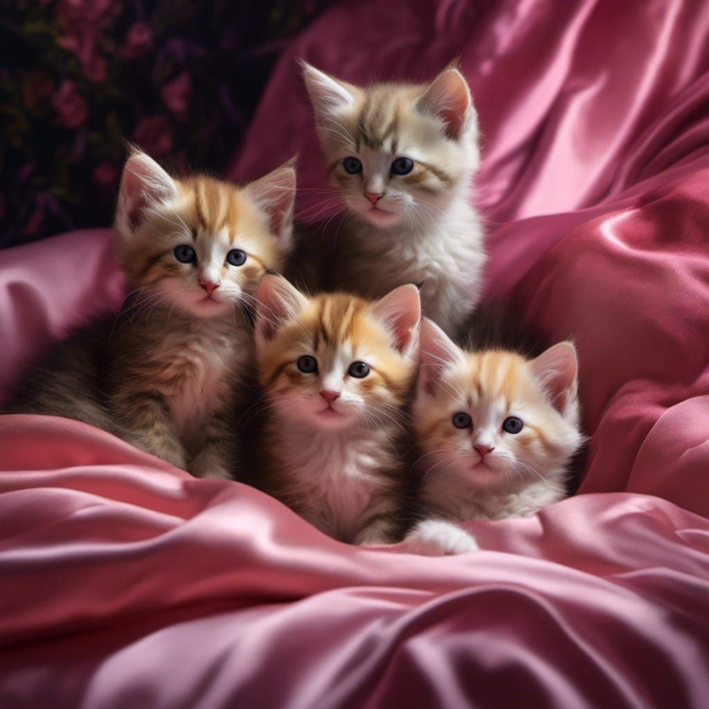 Pretty kittens on satin. - AI Generated Artwork - NightCafe Creator