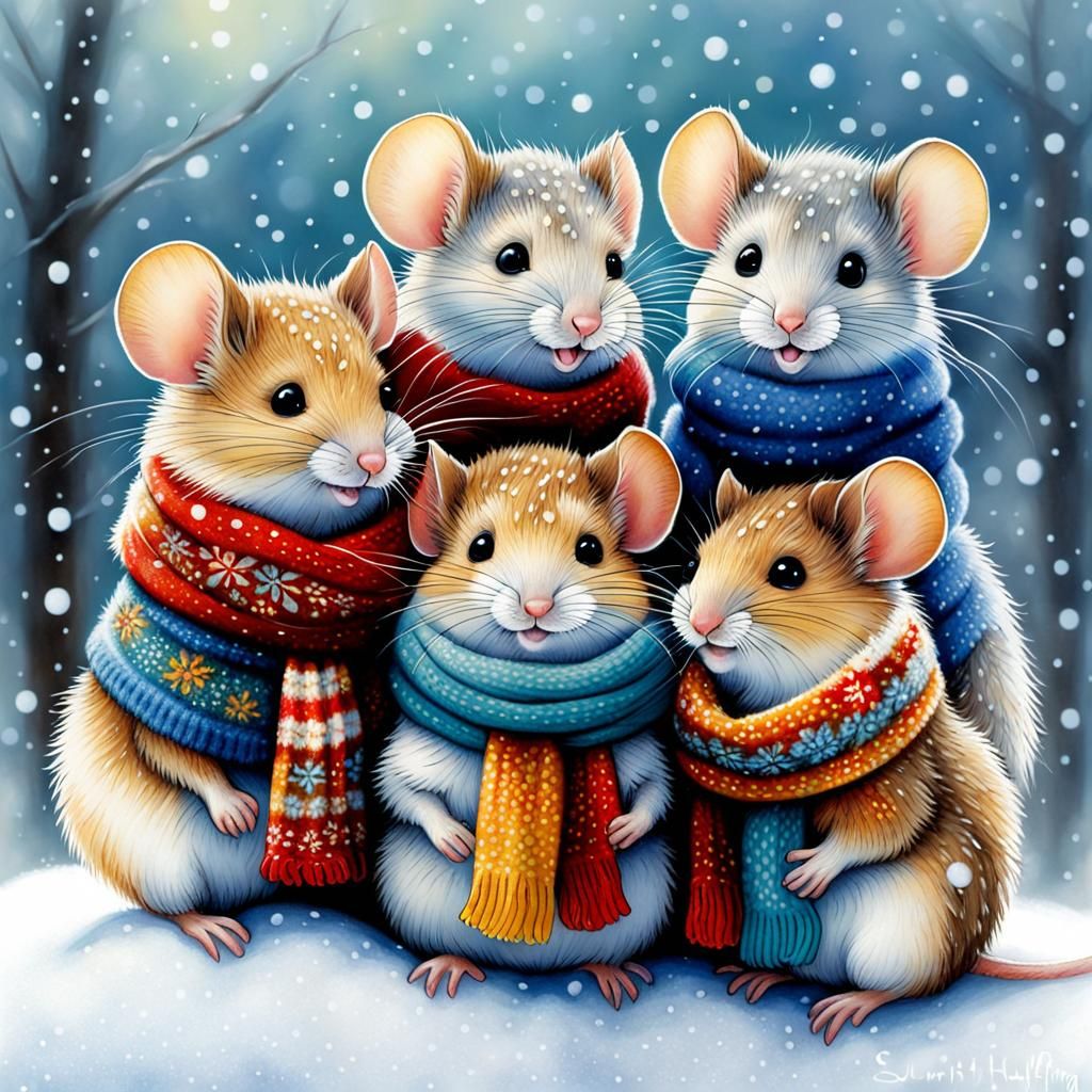 Family of mice dressed for winter - AI Generated Artwork - NightCafe ...