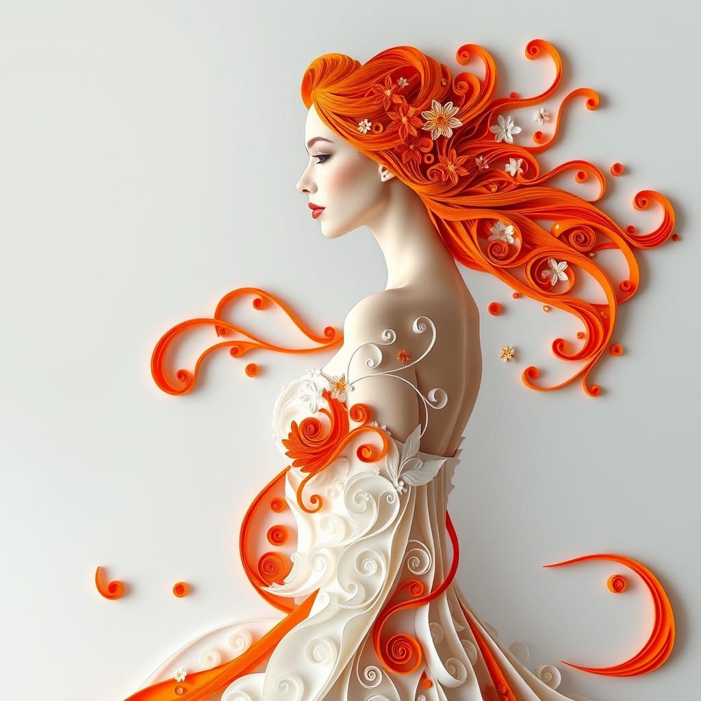 "Hyperdetailed quilling collage art featuring an e... - AI Art