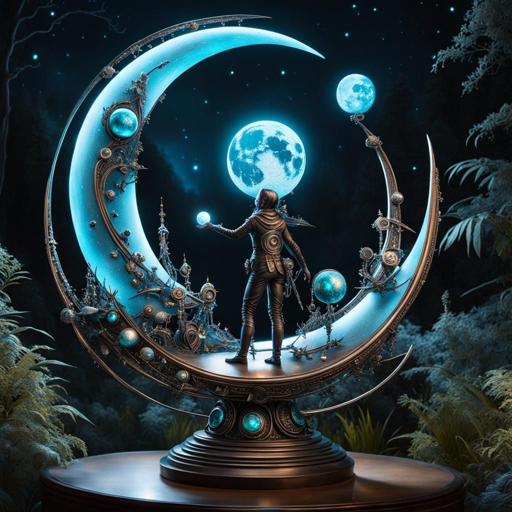 Lunar Longing: the Nightly Nomad - AI Generated Artwork - NightCafe Creator