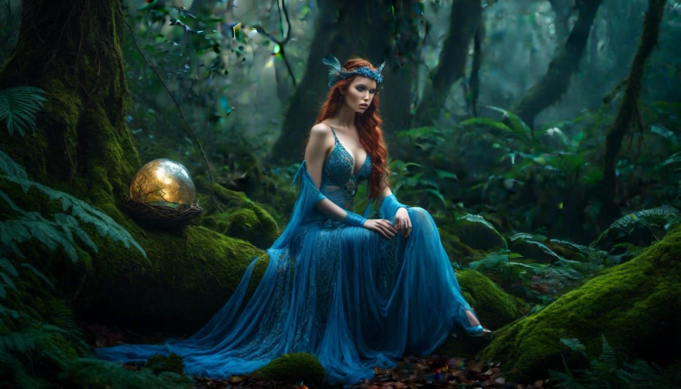 A (full frame 1.7), (Image of a young beautiful Fae 1.6), holding a ...