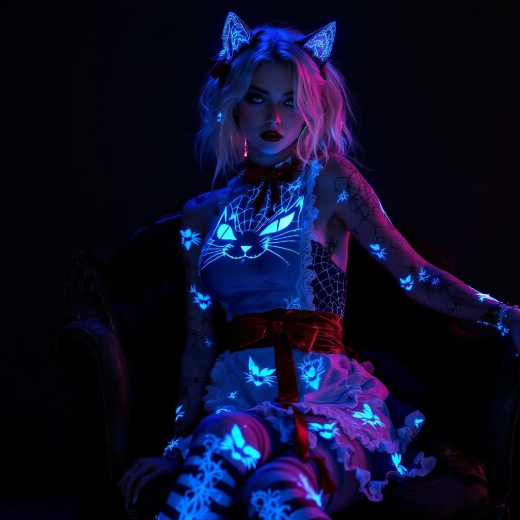 Goth Alice in Wonderland, Elegant Goth Girl with B... - AI Art